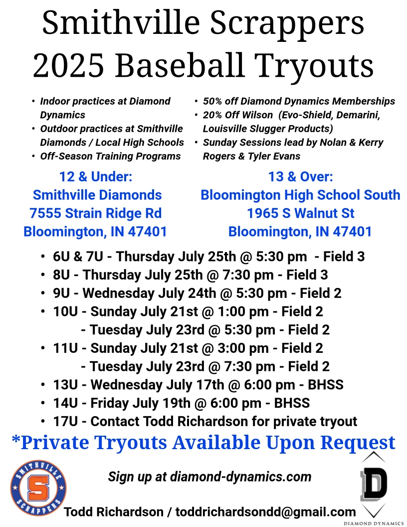 2025 Scrapper Baseball Tryout Sign Ups – Diamond Dynamics